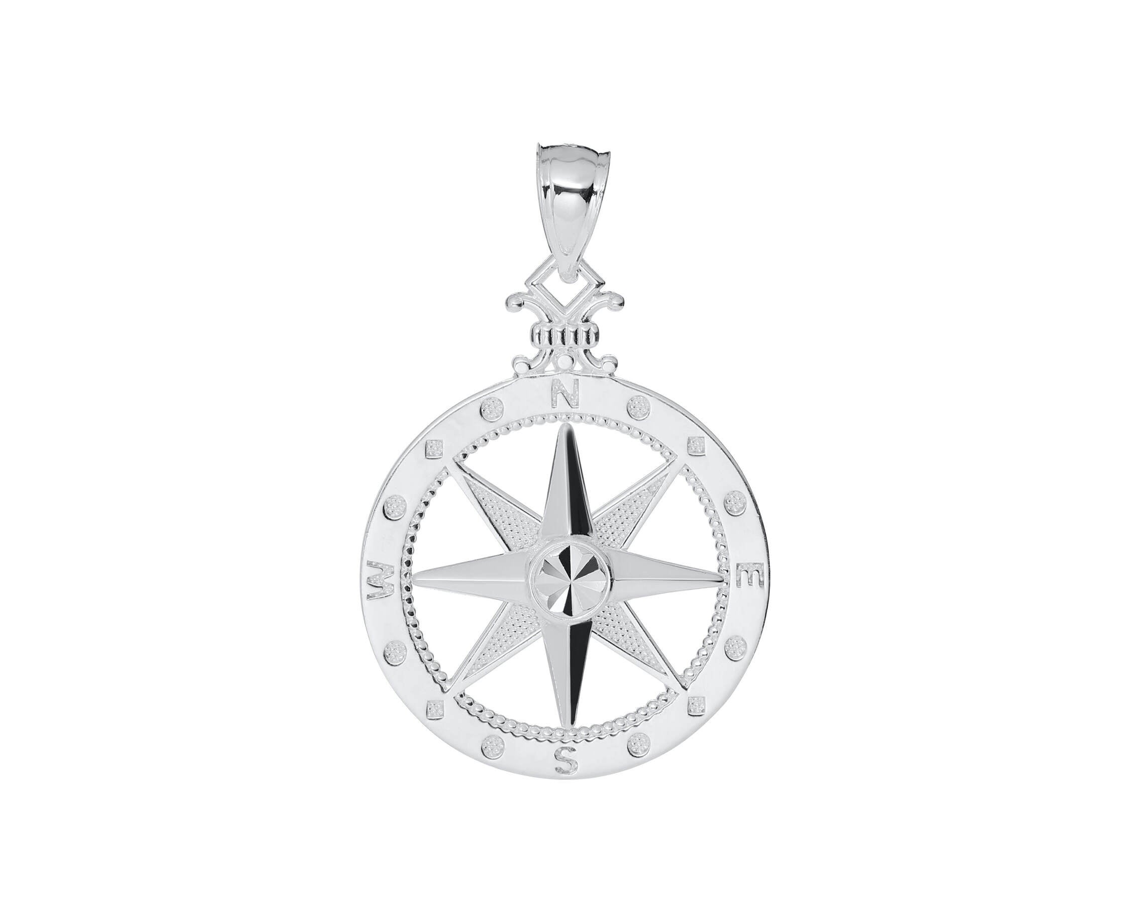 Compass rose necklace silver store
